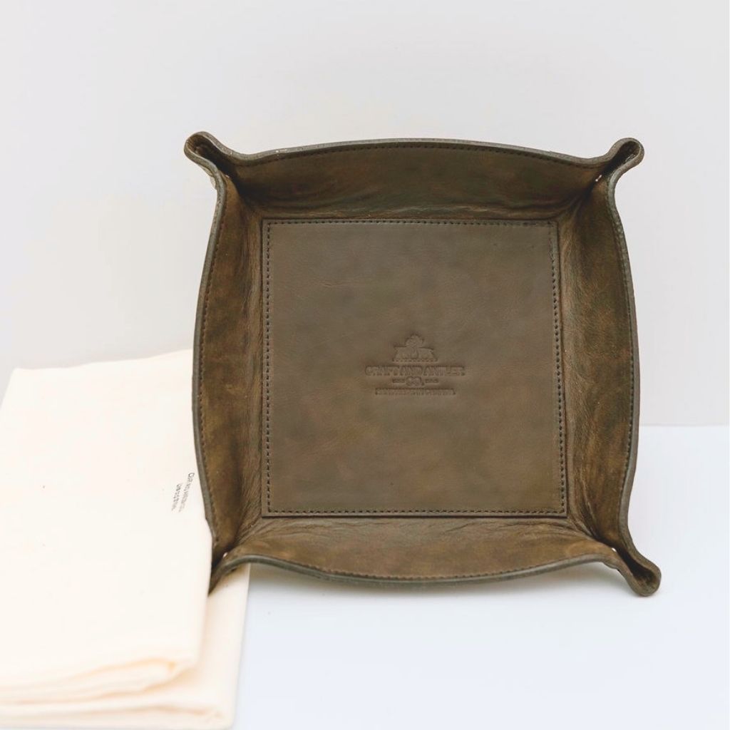 Premium Valet Tray - Chocolate Crazy Horse Leather